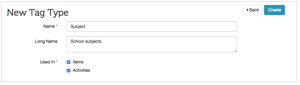Creating Tag Types And Tags Using The Tag Manager Learnosity Author Guide