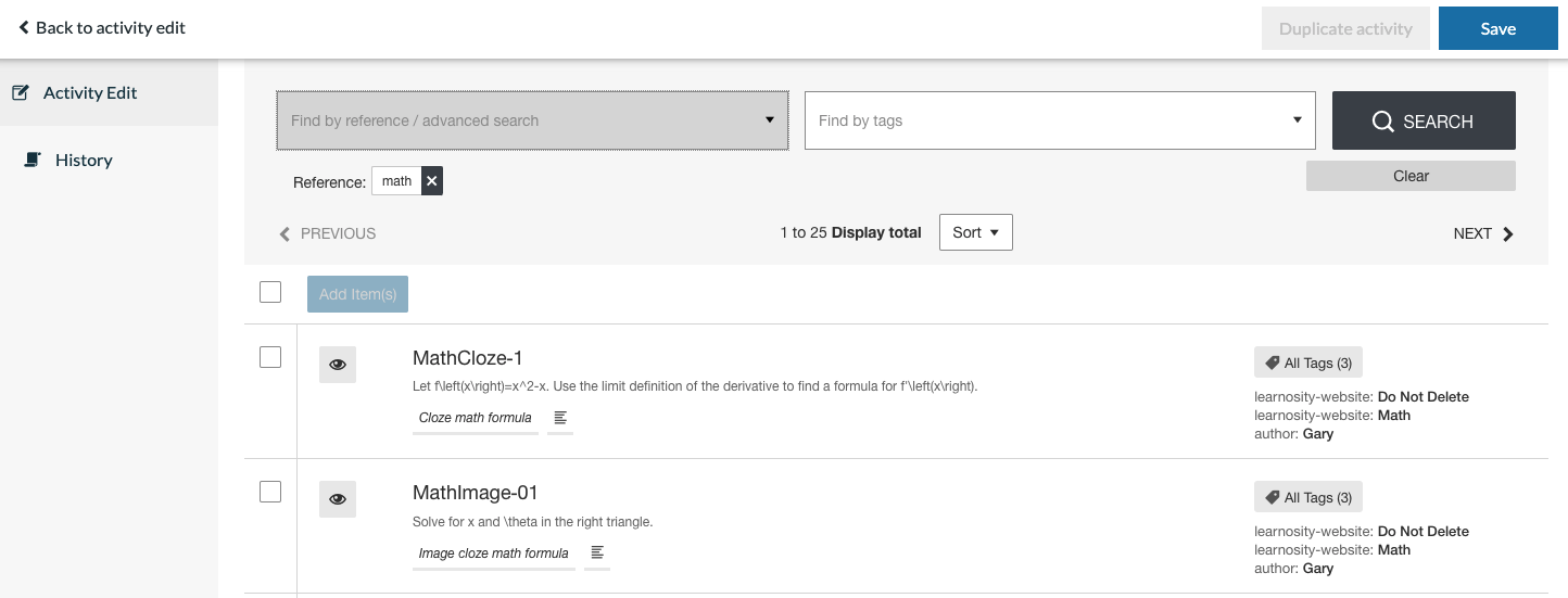 Adding Items to an Activity Using the Activity Editor – Learnosity Author Guide